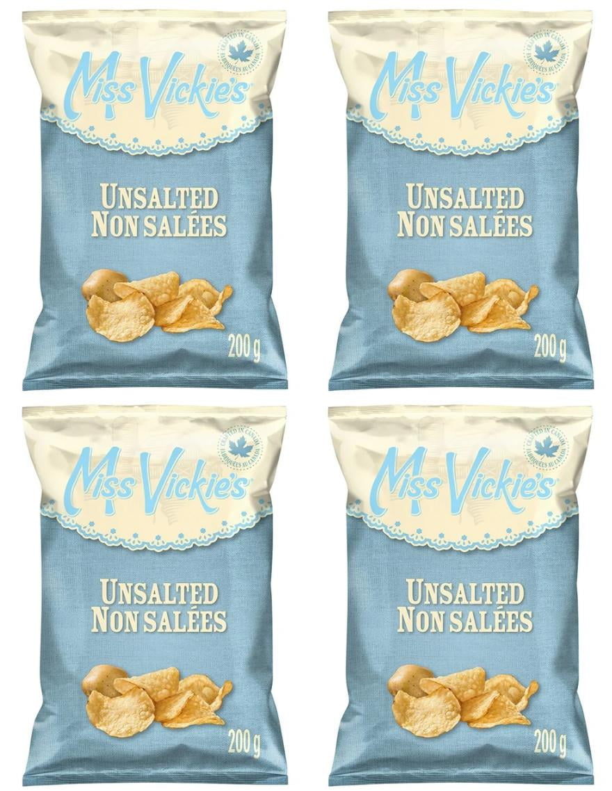 Miss Vickie's Unsalted Kettle Cooked Potato Chips, 200g (4 Pack) - Walmart.com