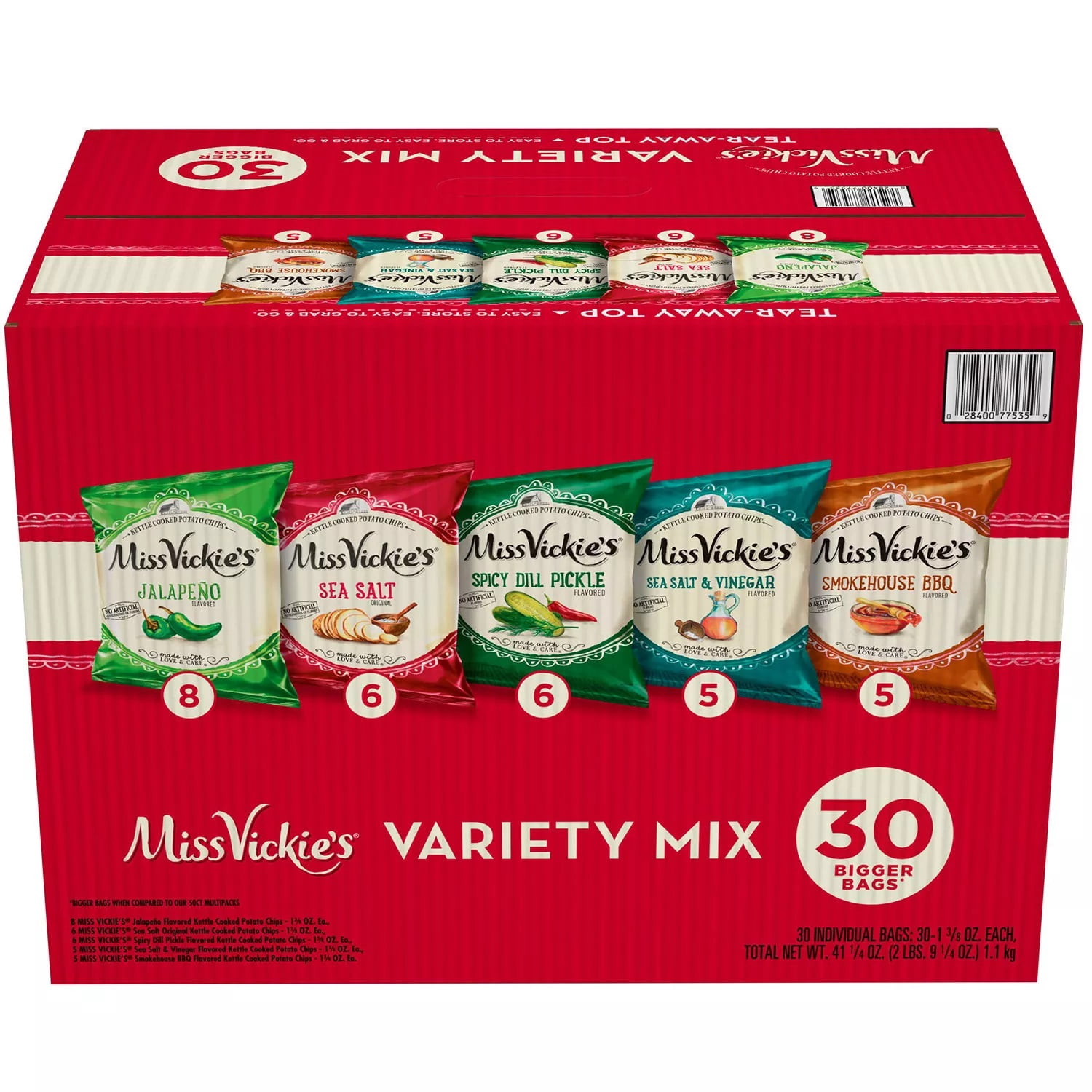 Frito-Lay Miss Vickie's Variety Pack Kettle Cooked Potato Chips, 30 ...