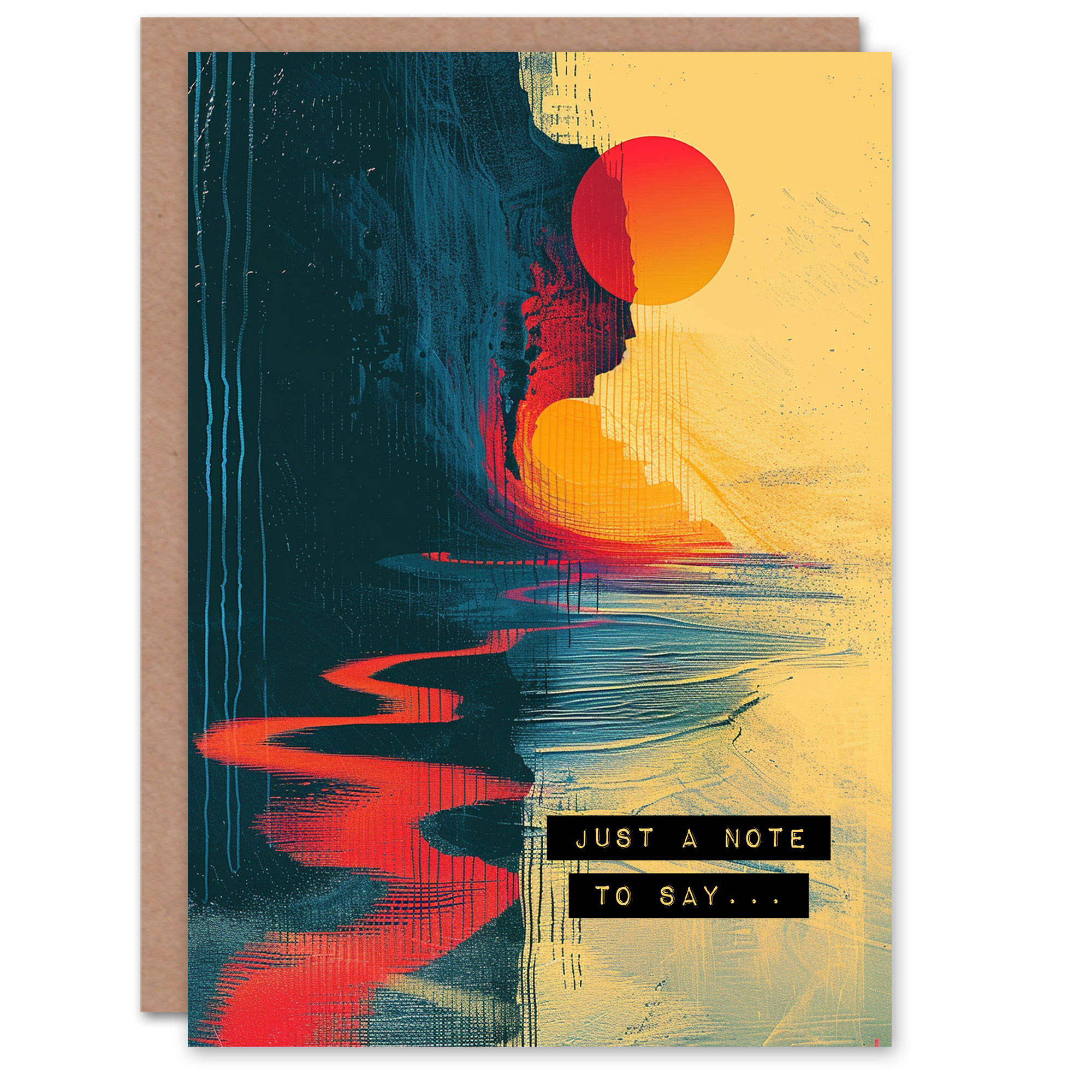 Miss You Card Abstract Thailand Coastal Cliff Sunset Note To Say Blank Arty Art All Occasion ...