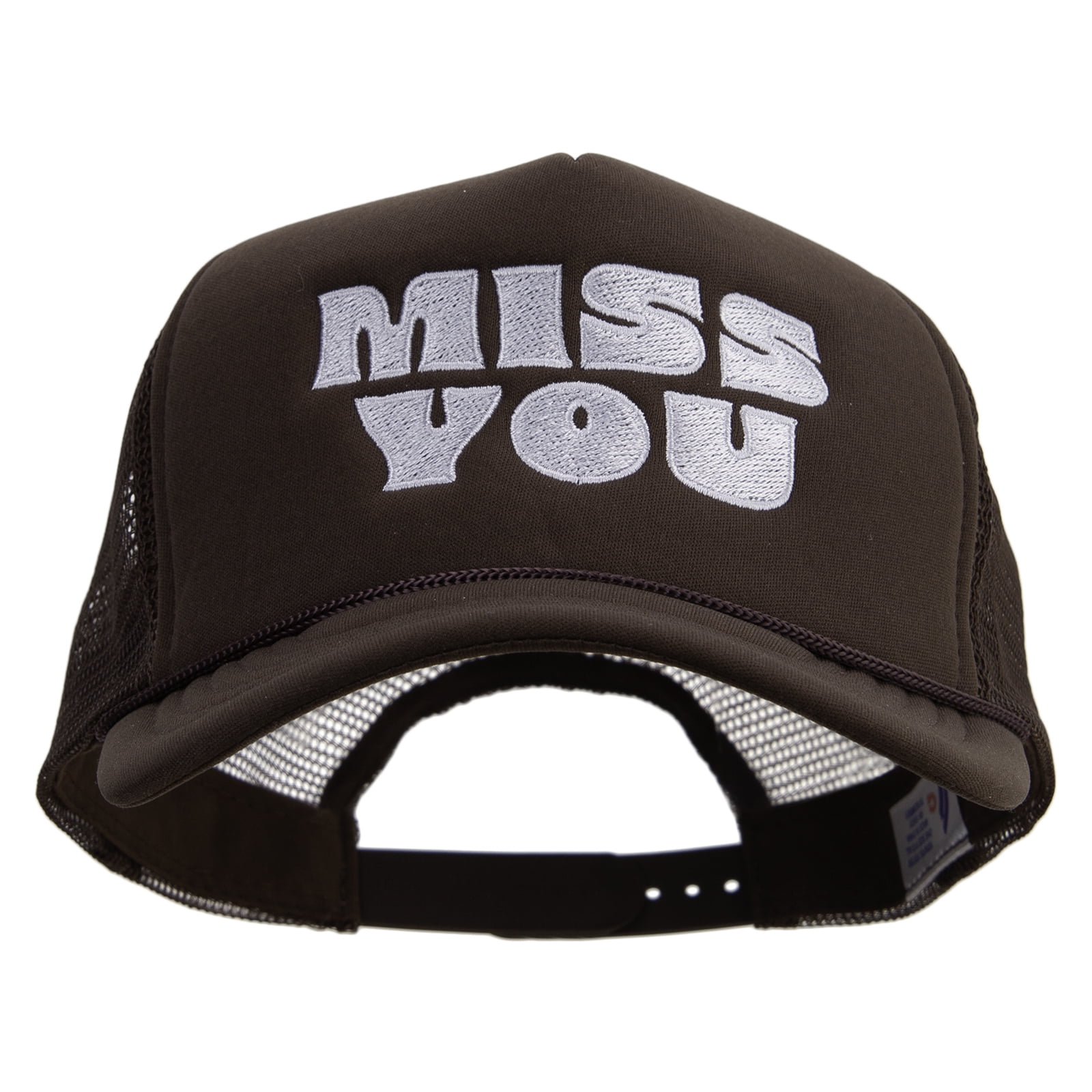 Miss You Embroidered Summer Foam Mesh Trucker Cap - Chocolate OSFM ...