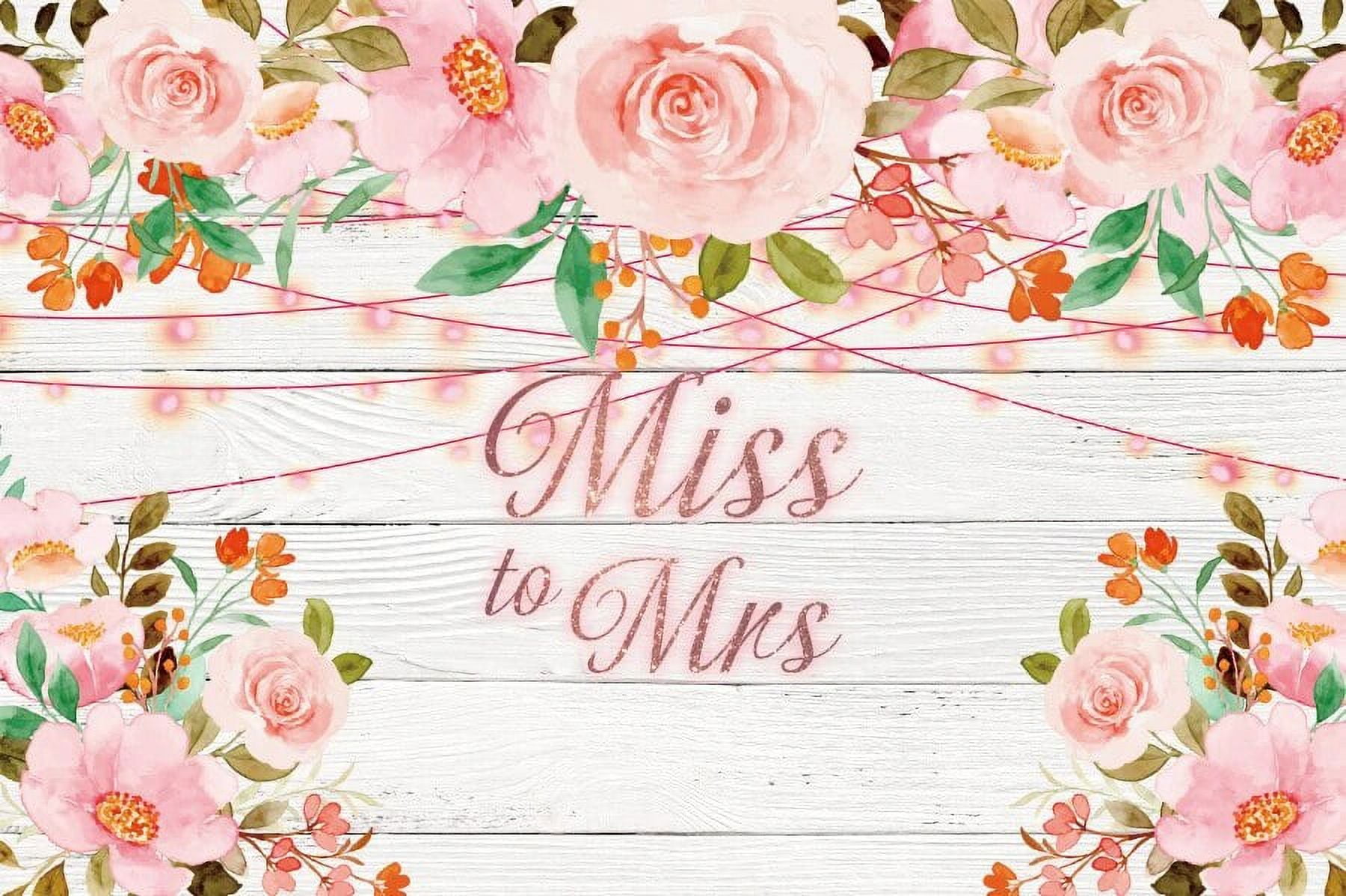Miss to Mrs Bridal Shower Backdrop Rustic White Wood Pink Floral Girls ...