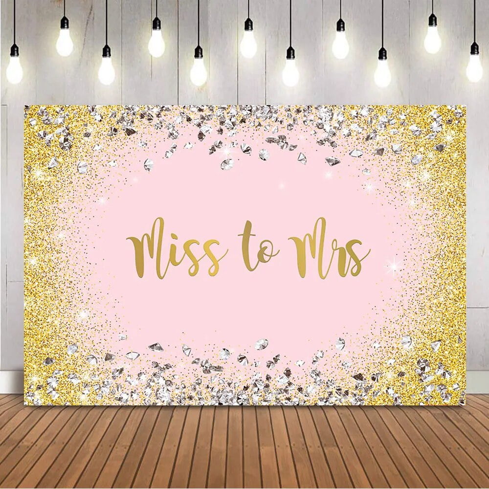 Miss to Mrs Pink Glitter Backdrop Sliver Shiny Diamonds Background for ...