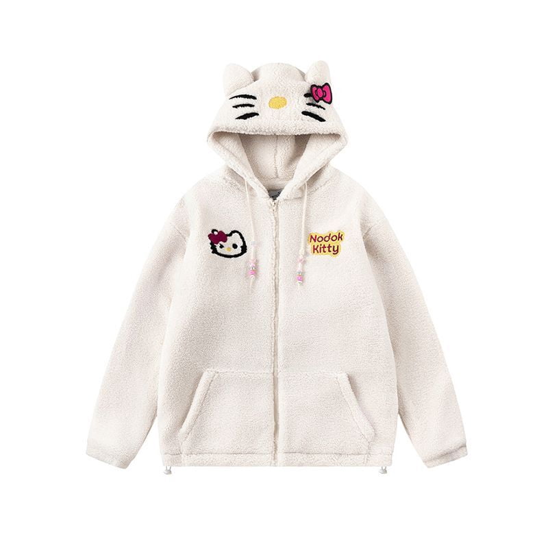 MissKitty Sanrio Hello Kitty Embroidery Hooded Cotton Lamb Fleece Coat ...