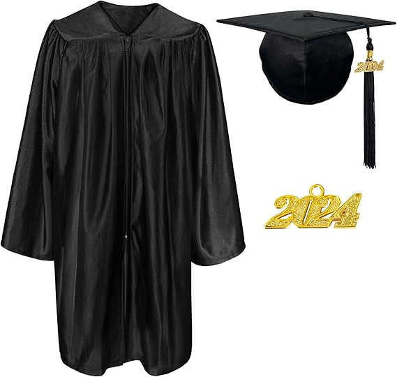 Misscom Kids Shiny Cap Gown with Tassel 2025 Kids Graduation Sets for ...