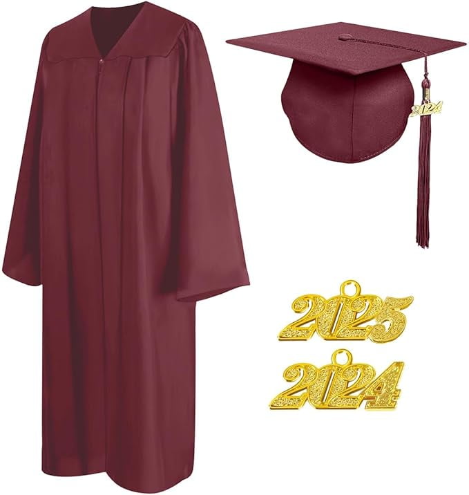 Misscom Matte Unisex Graduation Cap and Gown 2025 Set with Tassel for ...