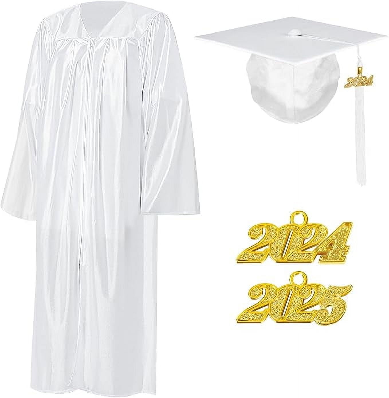 Misscom Unisex Shiny Graduation Cap Gown 2025 Year Charm Tassel Set for ...