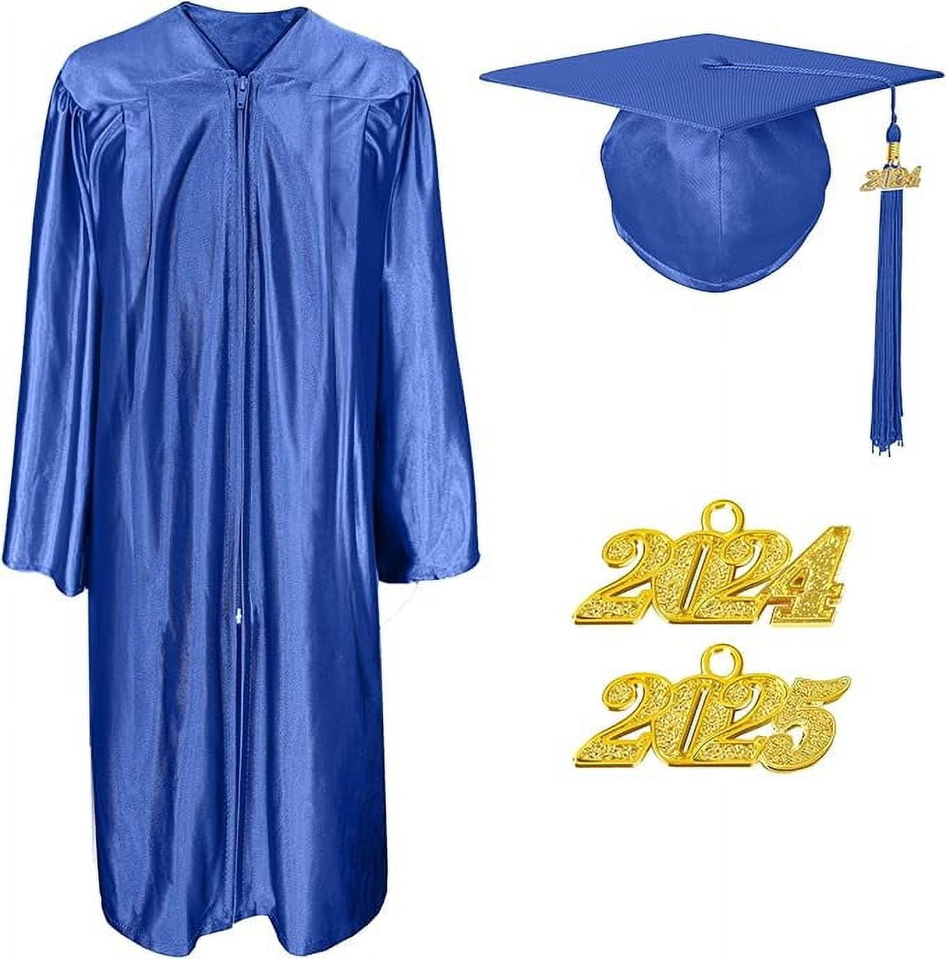 Misscom Unisex Shiny Graduation Cap Gown 2025 Year Charm Tassel Set for ...