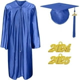 Misscom Unisex Shiny Graduation Cap Gown 2025 Year Charm Tassel Set for ...