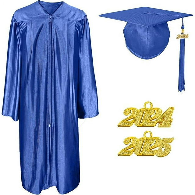 Misscom Unisex Shiny Graduation Cap Gown 2025 Year Charm Tassel Set for ...