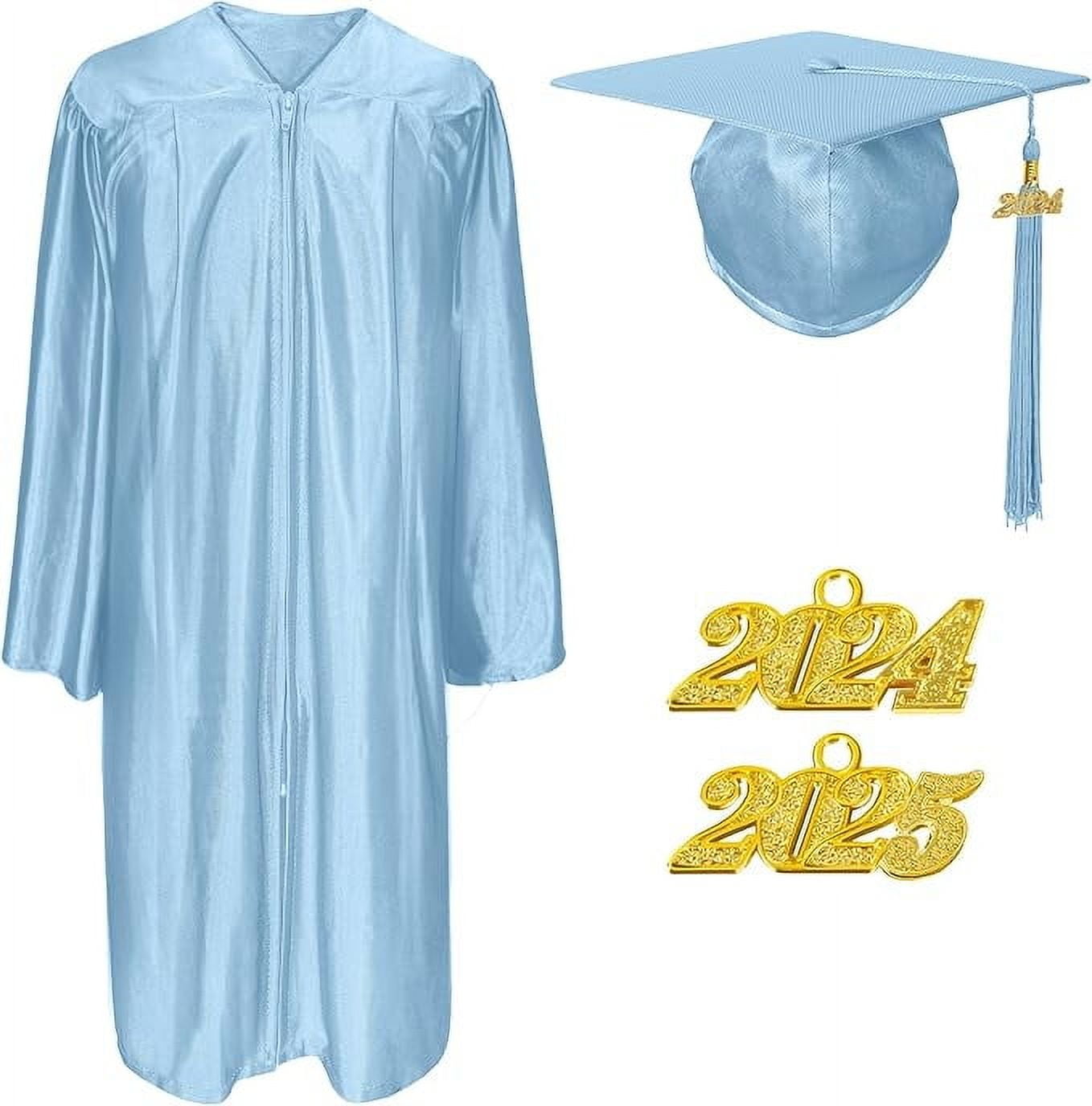Misscom Unisex Shiny Graduation Cap Gown 2025 Year Charm Tassel Set for ...