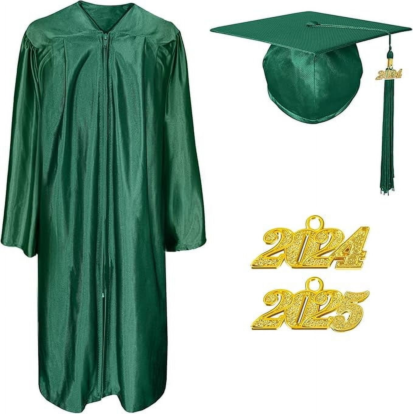 Misscom Unisex Shiny Graduation Cap Gown 2025 Year Charm Tassel Set for ...