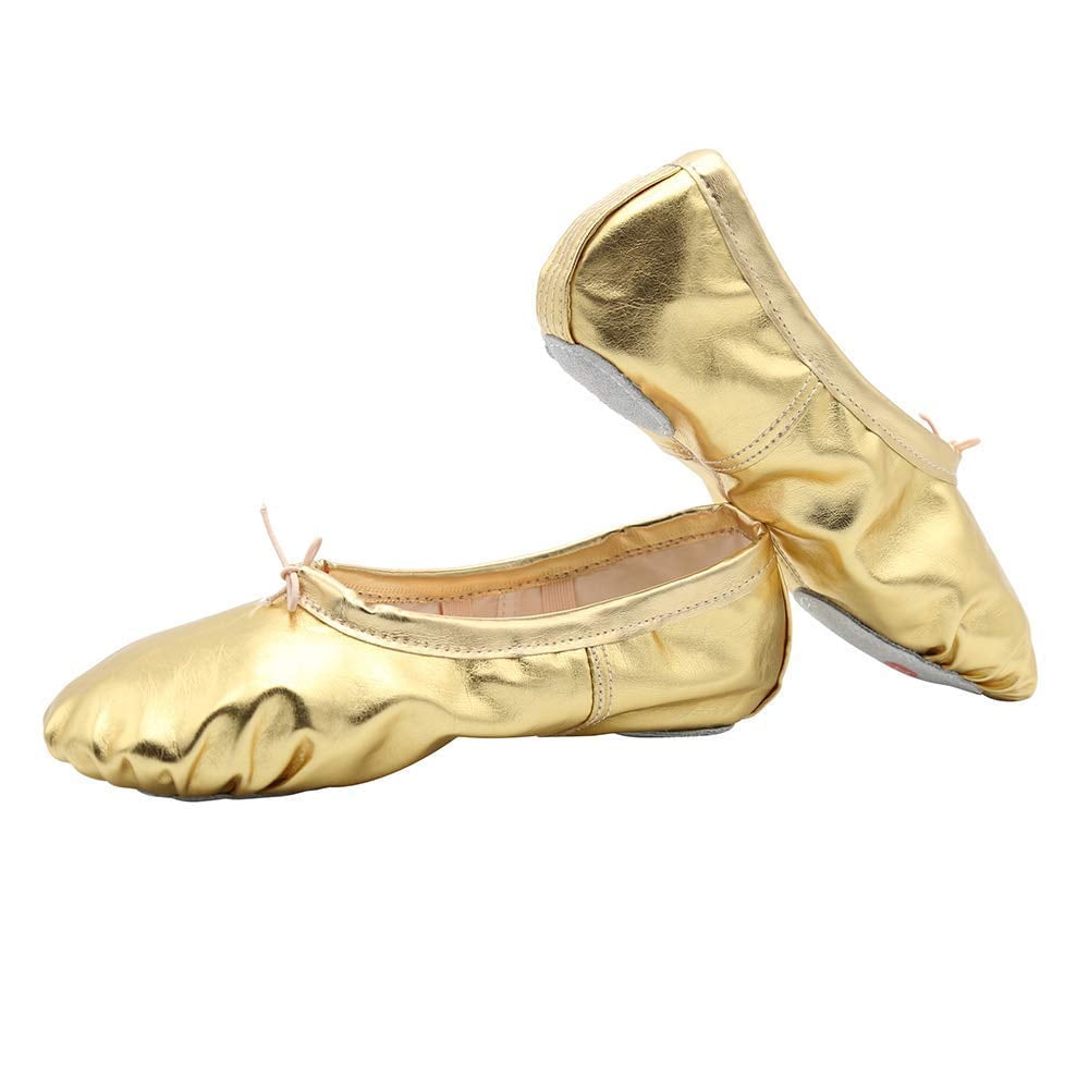 Missfiona Leather Ballet Shoes for Women Split Sole Flats Yoga Ballet ...