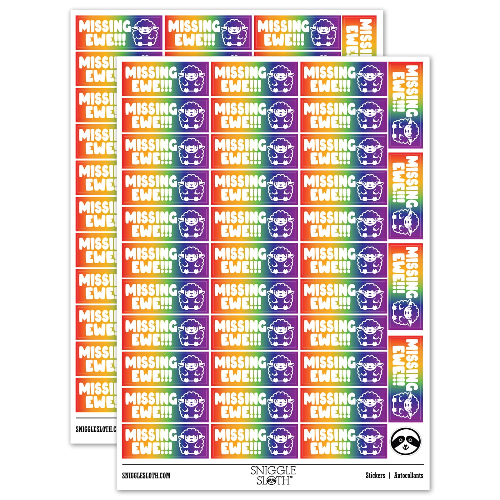 Missing Ewe You Sheep Teacher Student School Sticker Set - Rainbow ...