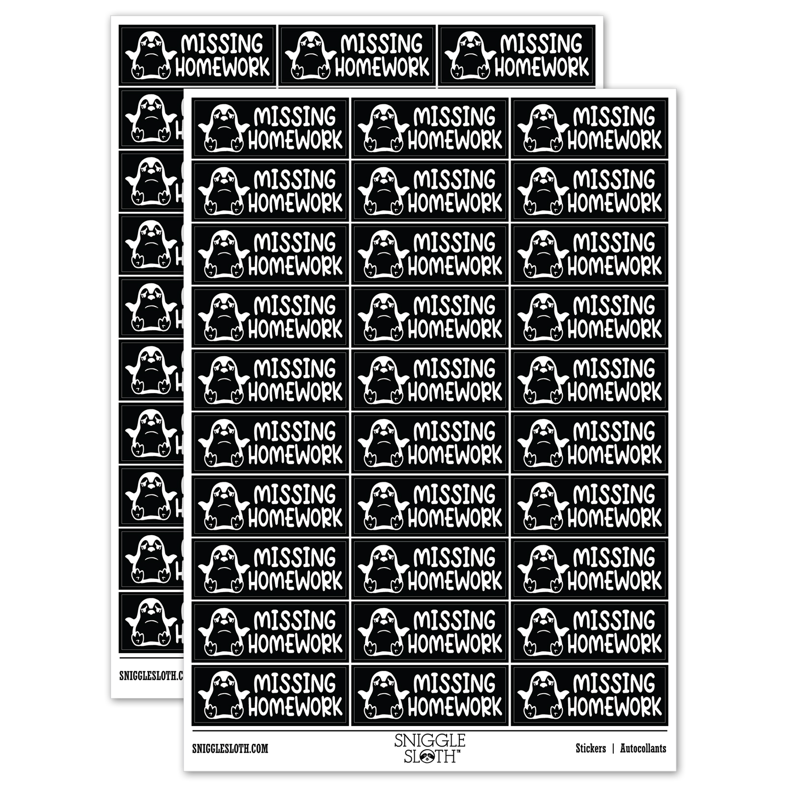 Missing Homework Penguin Teacher Student School Sticker Set - Black ...