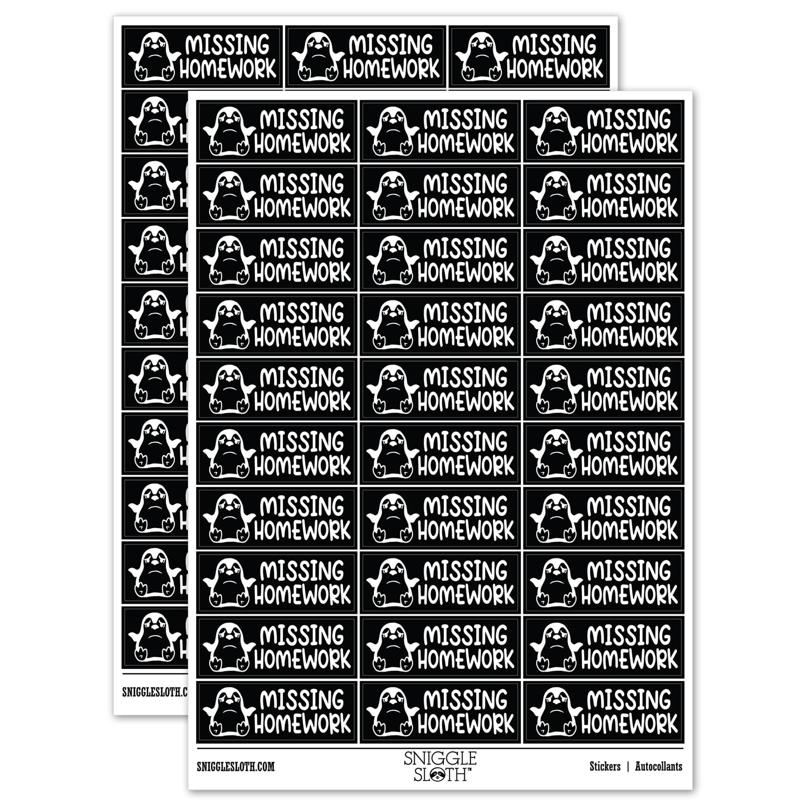 Missing Homework Penguin Teacher Student School Sticker Set - Black ...