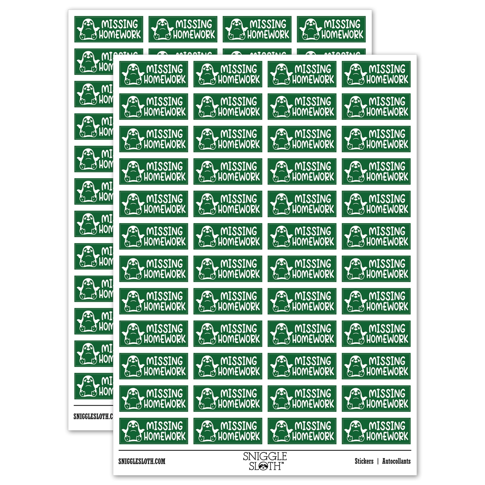 Missing Homework Penguin Teacher Student School Sticker Set - Dark ...