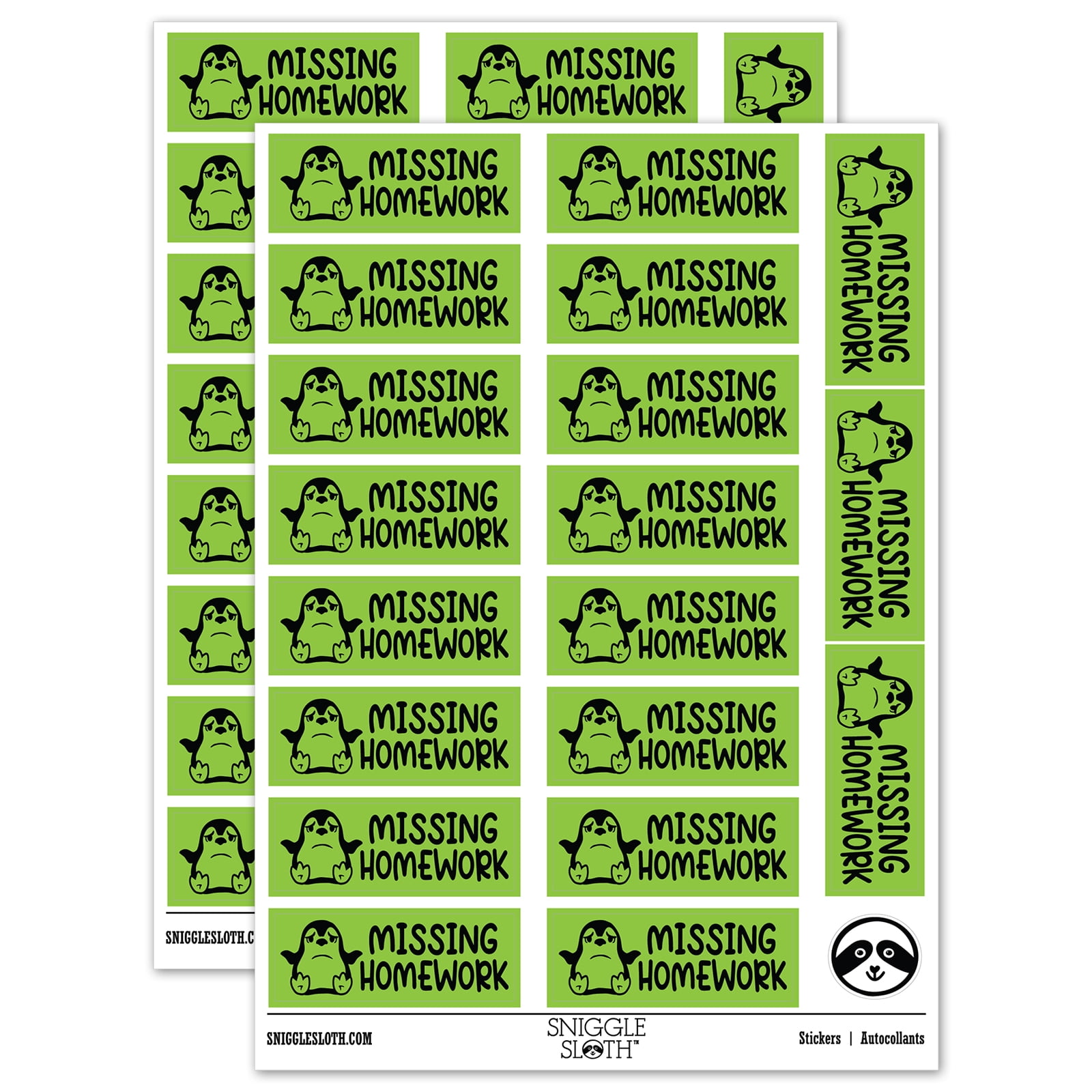Missing Homework Penguin Teacher Student School Sticker Set - Light ...