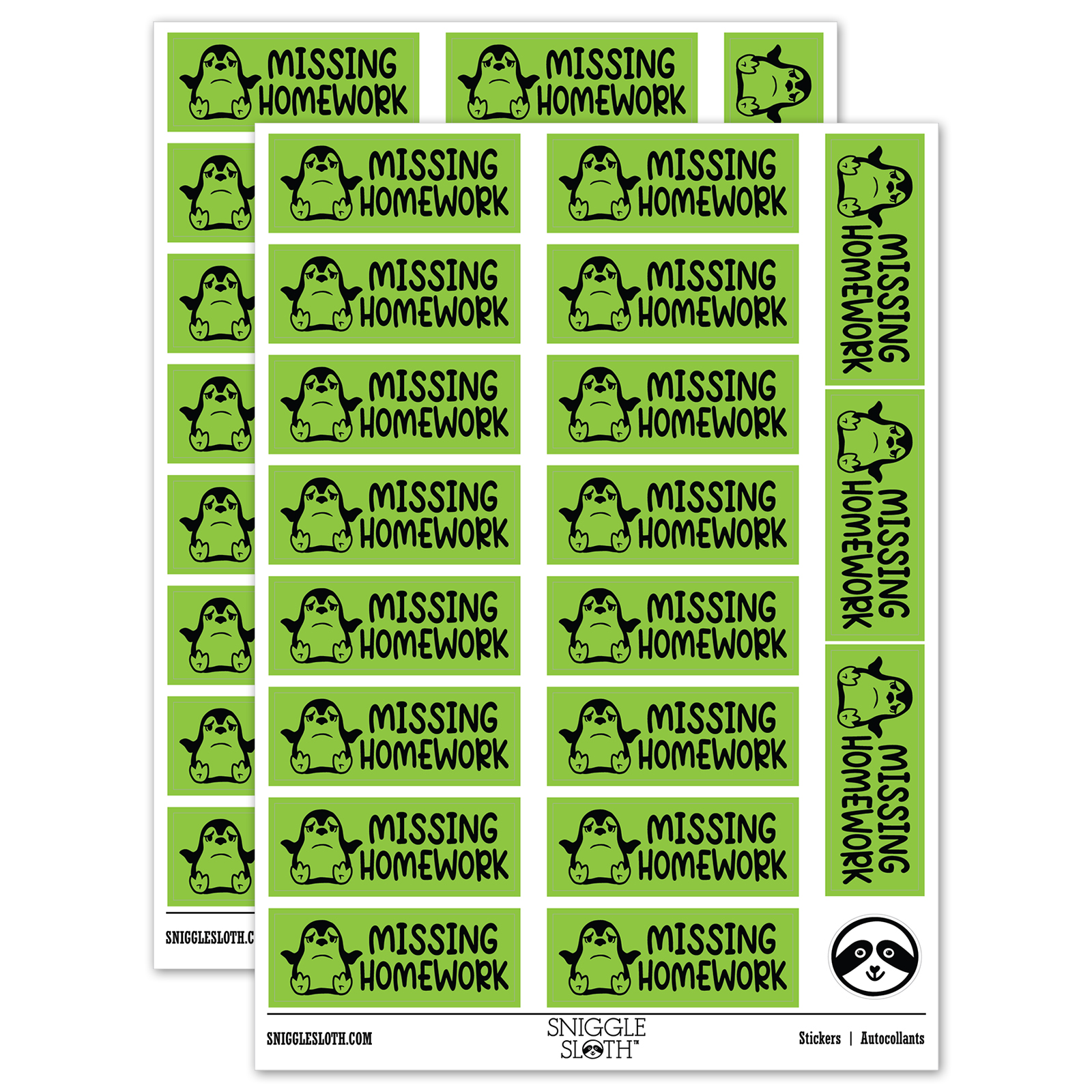 Missing Homework Penguin Teacher Student School Sticker Set - Light ...