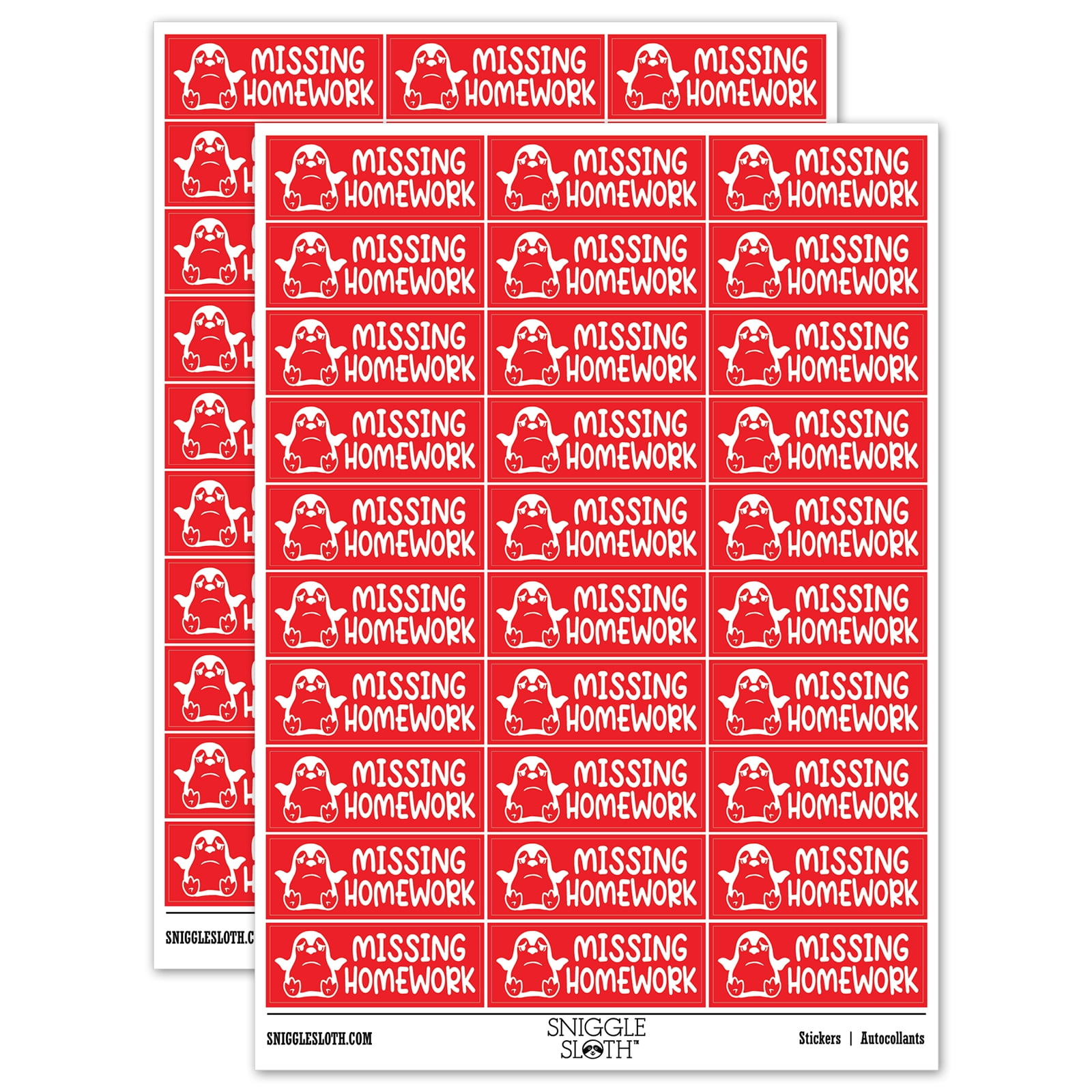 Missing Homework Penguin Teacher Student School Sticker Set - Red ...