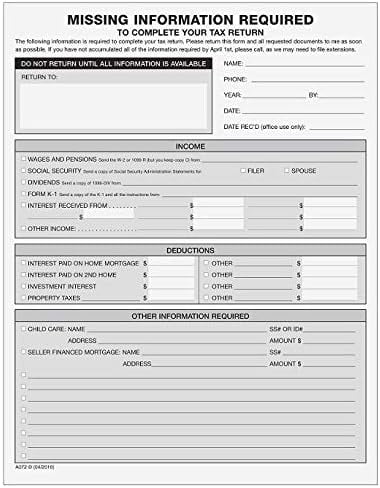 Missing Information Form with Checklists, 50/Pk - Walmart.com