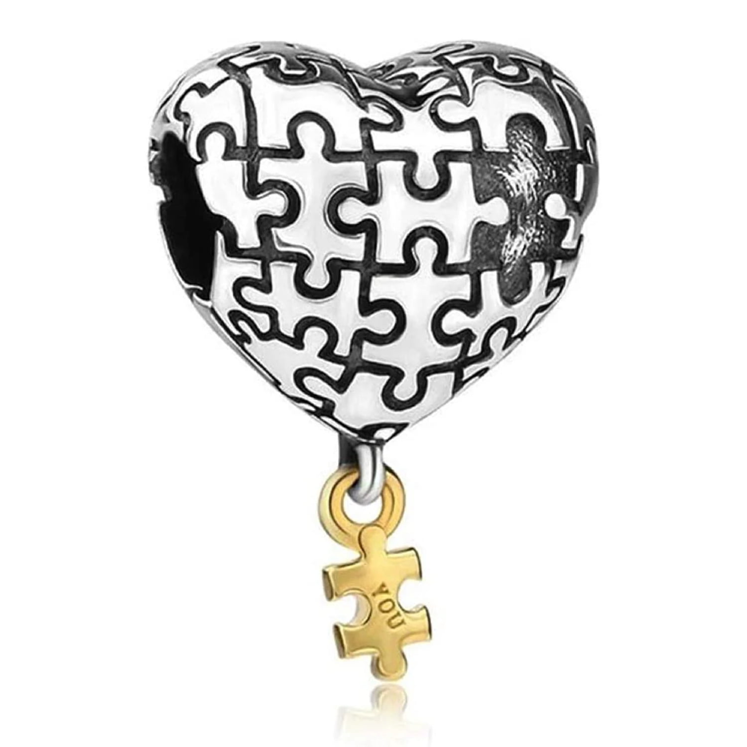 Missing Puzzle Piece Heart Bead Charm - Walmart.com