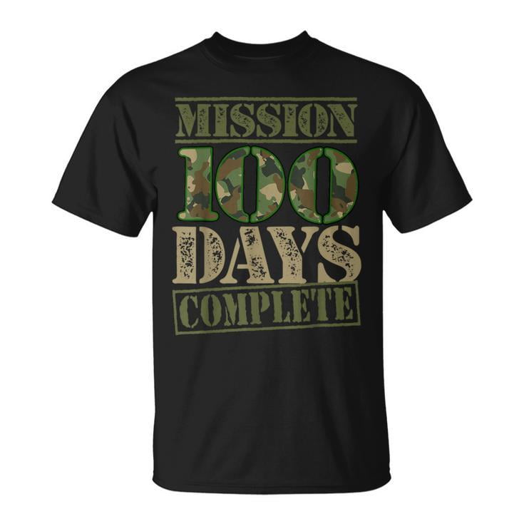 Mission 100 Days Complete T-Shirt – Camouflage 100 Days of School Shirt ...