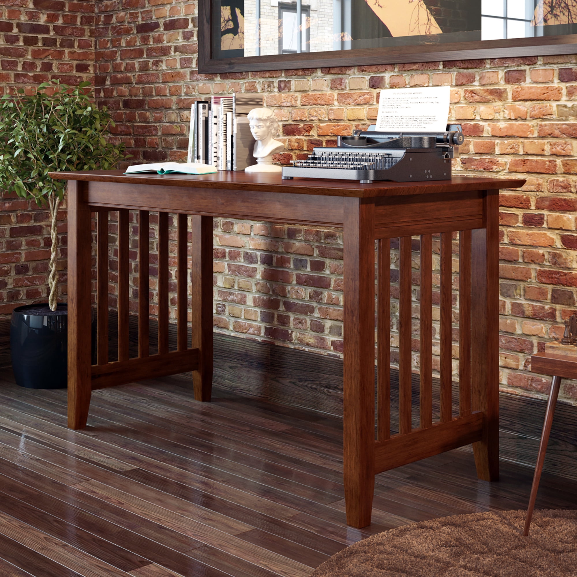 AFI Mission 48" Solid Wood Writing Desk in Walnut - Walmart.com