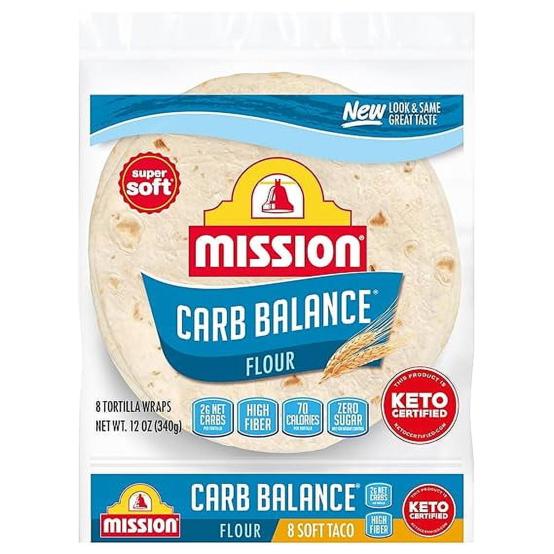 Mission Carb Balance Soft Taco Flour Tortillas, 8 Count, Low Carb, Keto ...