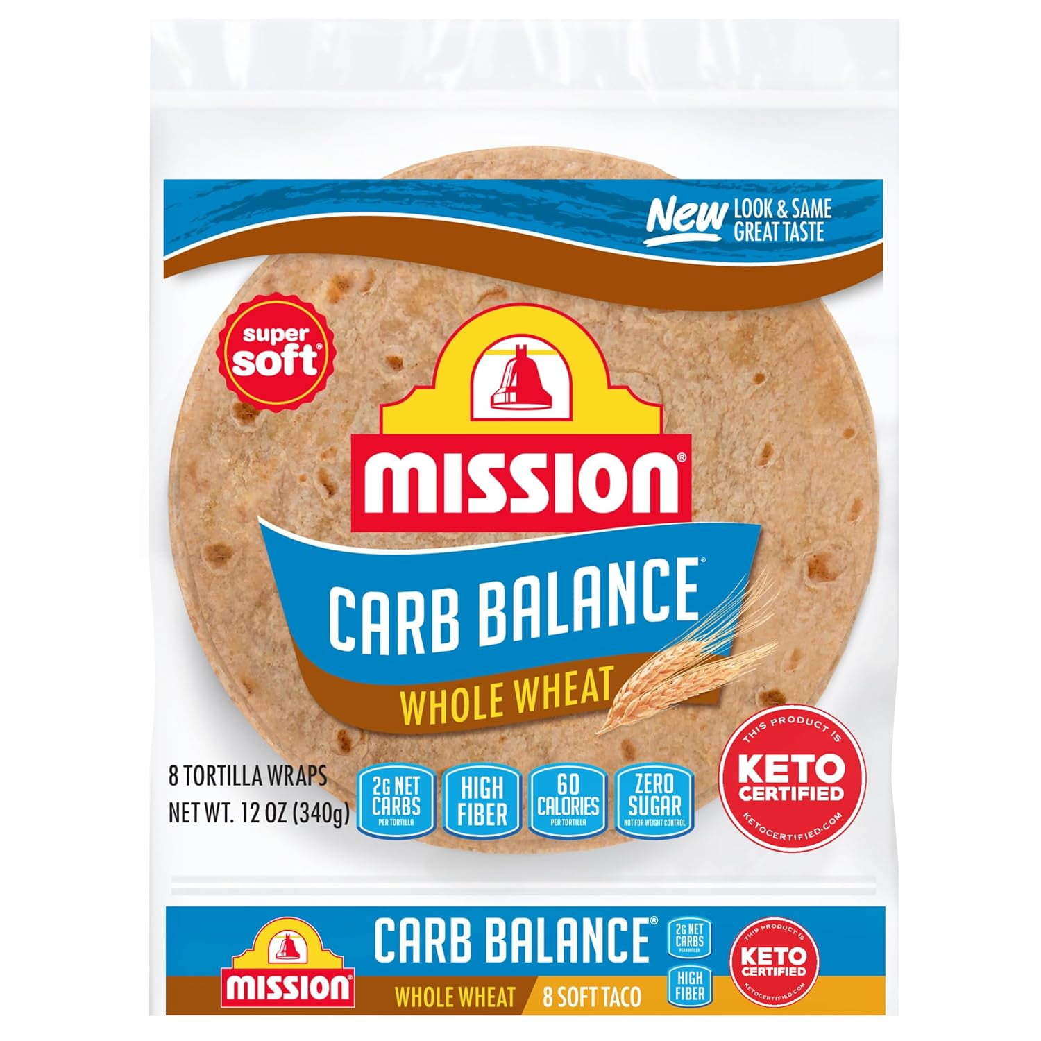 Mission Carb Balance Soft Taco Whole Wheat Tortillas, Medium Size, 8 ...