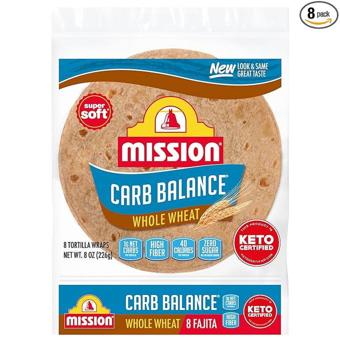 Mission Carb Balance Whole Wheat Flour Tortillas, Fajita Size, 8 Count ...