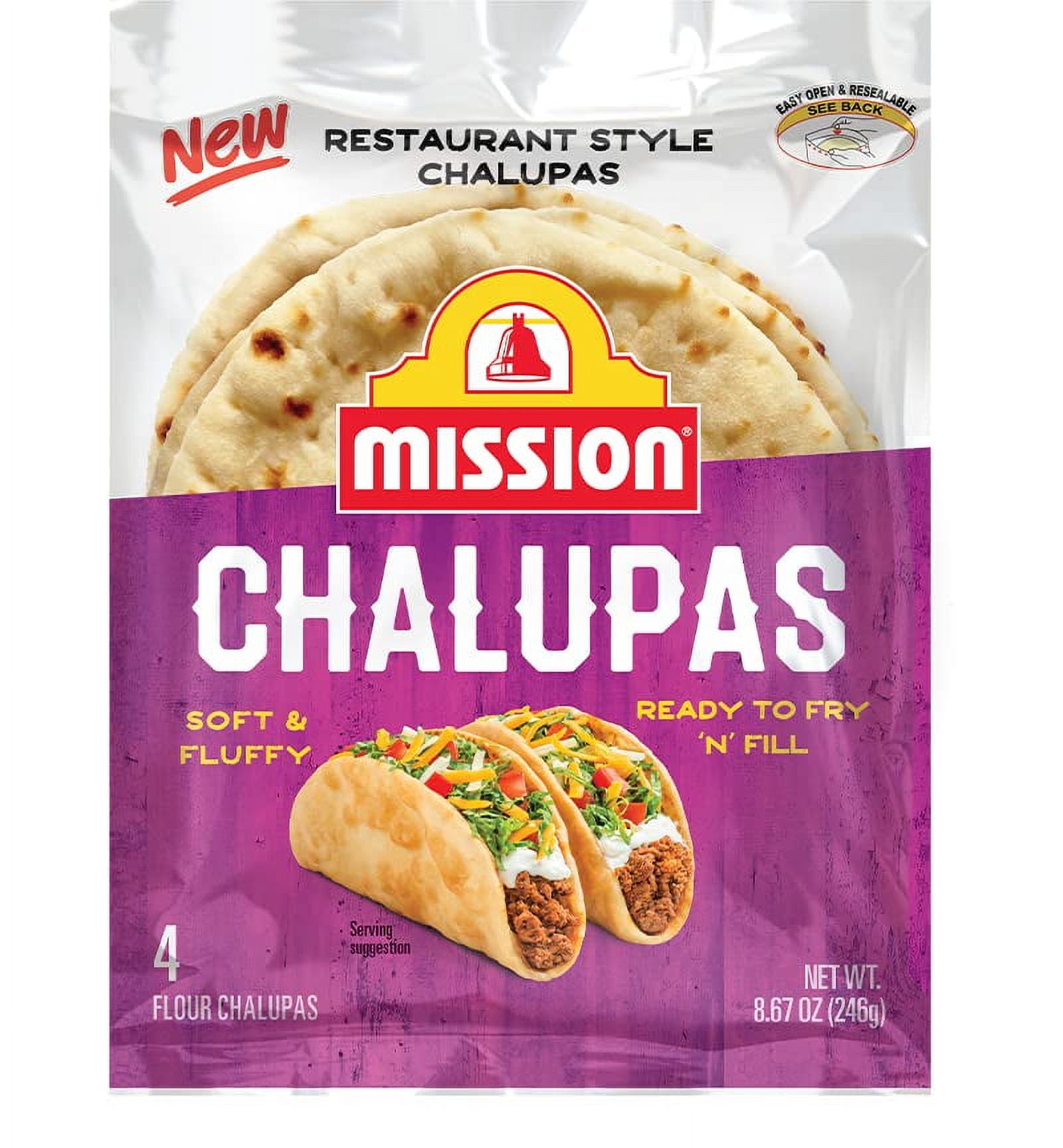 Soft Taco Shells Mission Restaurant Style Flour Chalupas, 4 Count, 8.67 ...