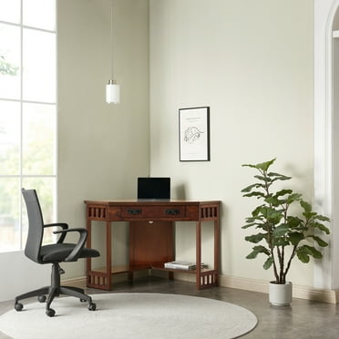 Space-Saving Corner Computer Desk with Monitor Platform and PC Shelf ...