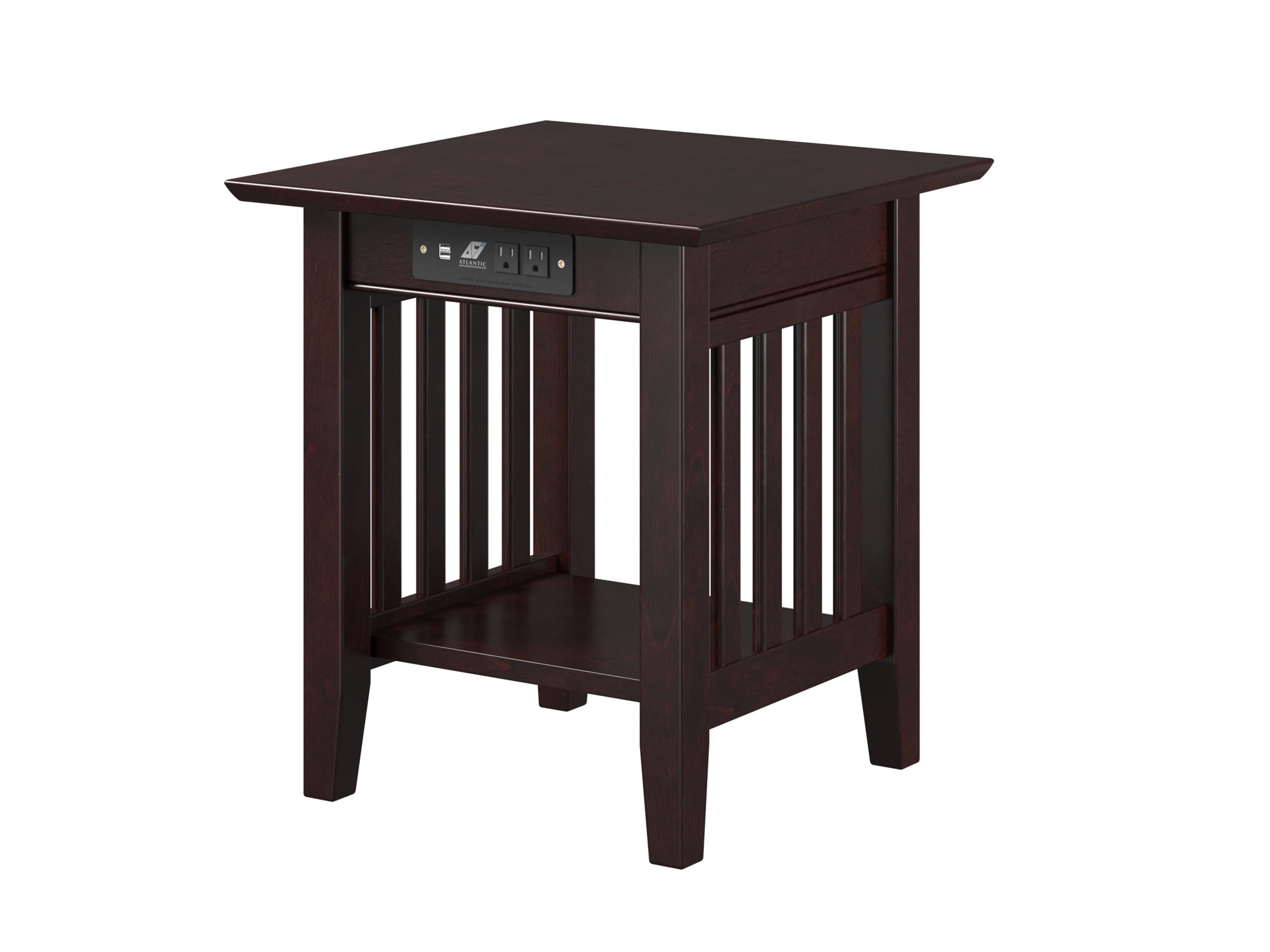 Mission End Table with Charging Station in Espresso - Walmart.com
