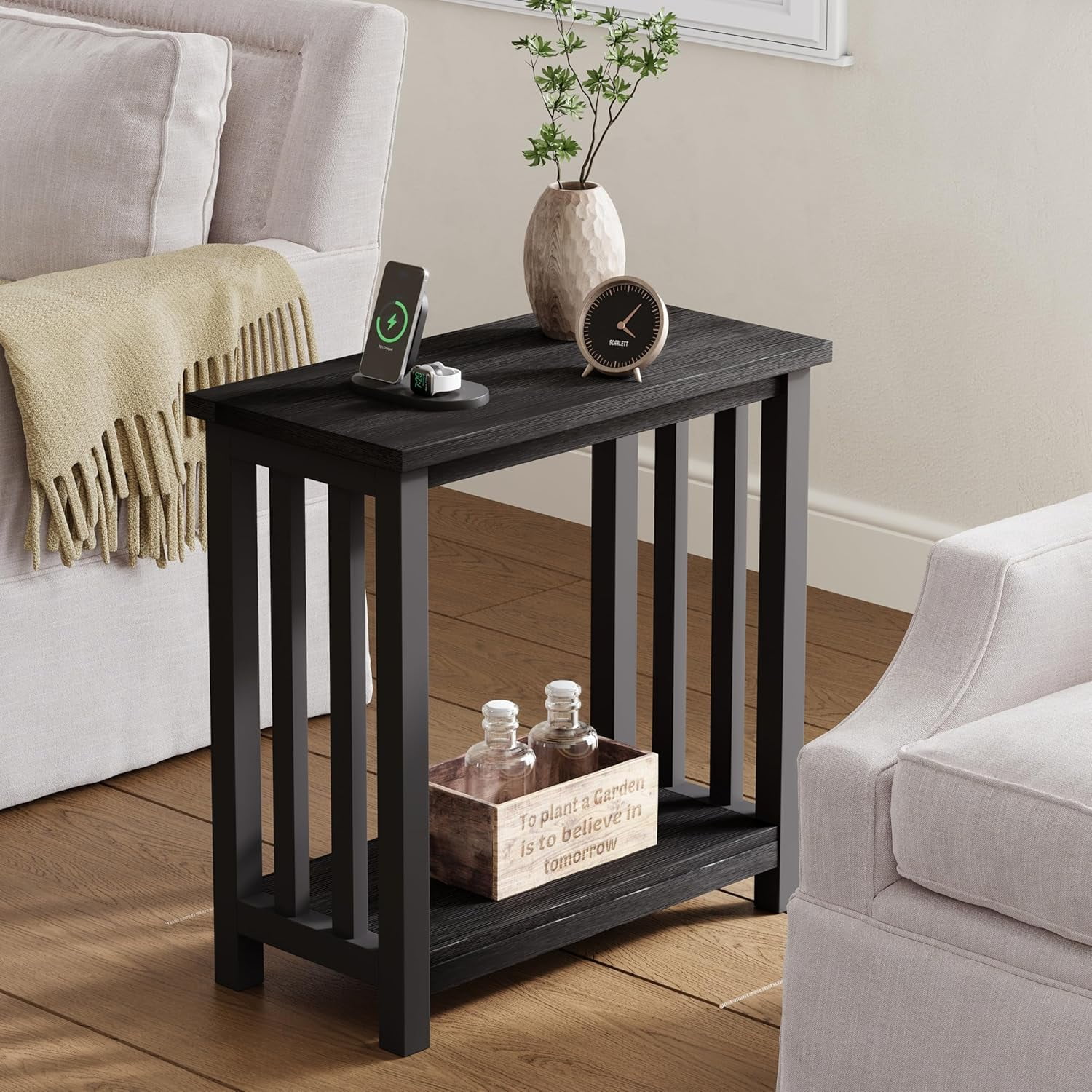 Mission End Tables Set of Narrow Side Tables for Small Spaces Night ...
