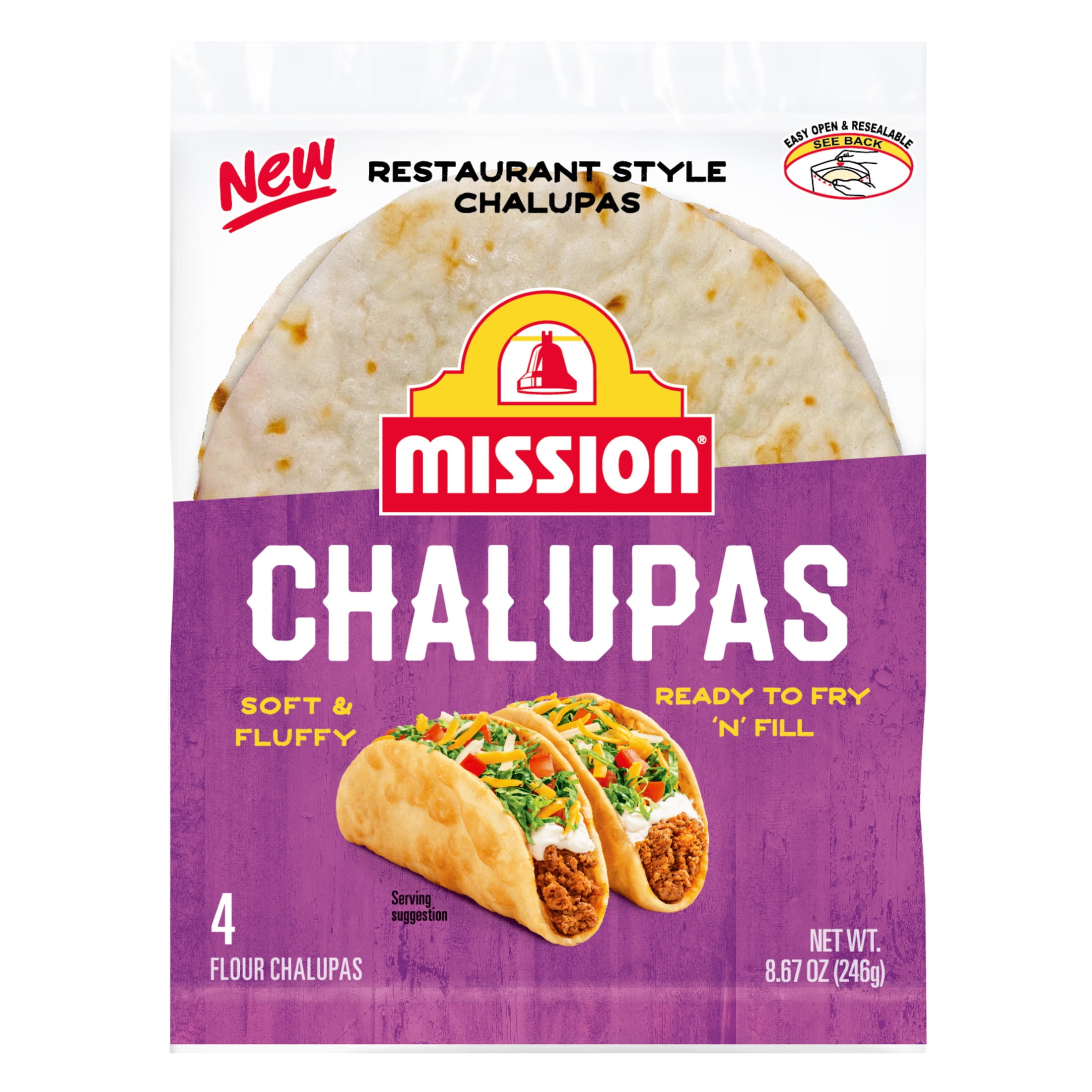 MISSION Flour Chalupas 4 Count Homemade Mexican Tortilla Snacks for ...