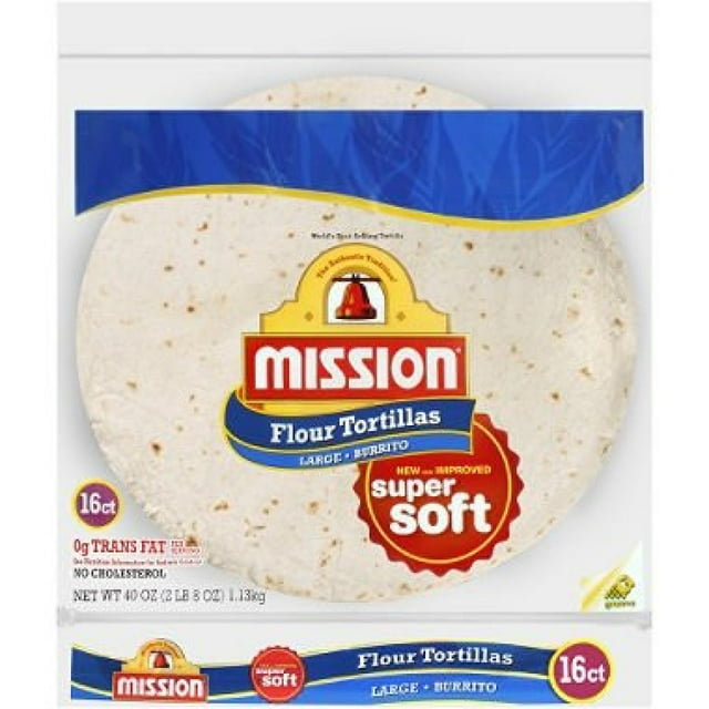 Soft Mission Flour Tortillas, Large Burrito Size, 16 Count (Pack of 2 ...
