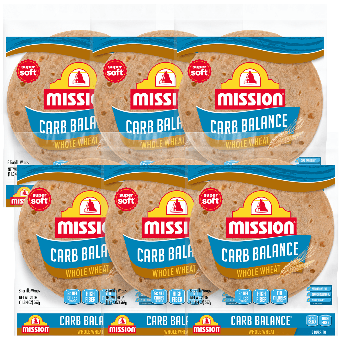 Mission Foods Carb Balance Soft Tortillas Flavor: Whole Wheat, 7.5 inch ...