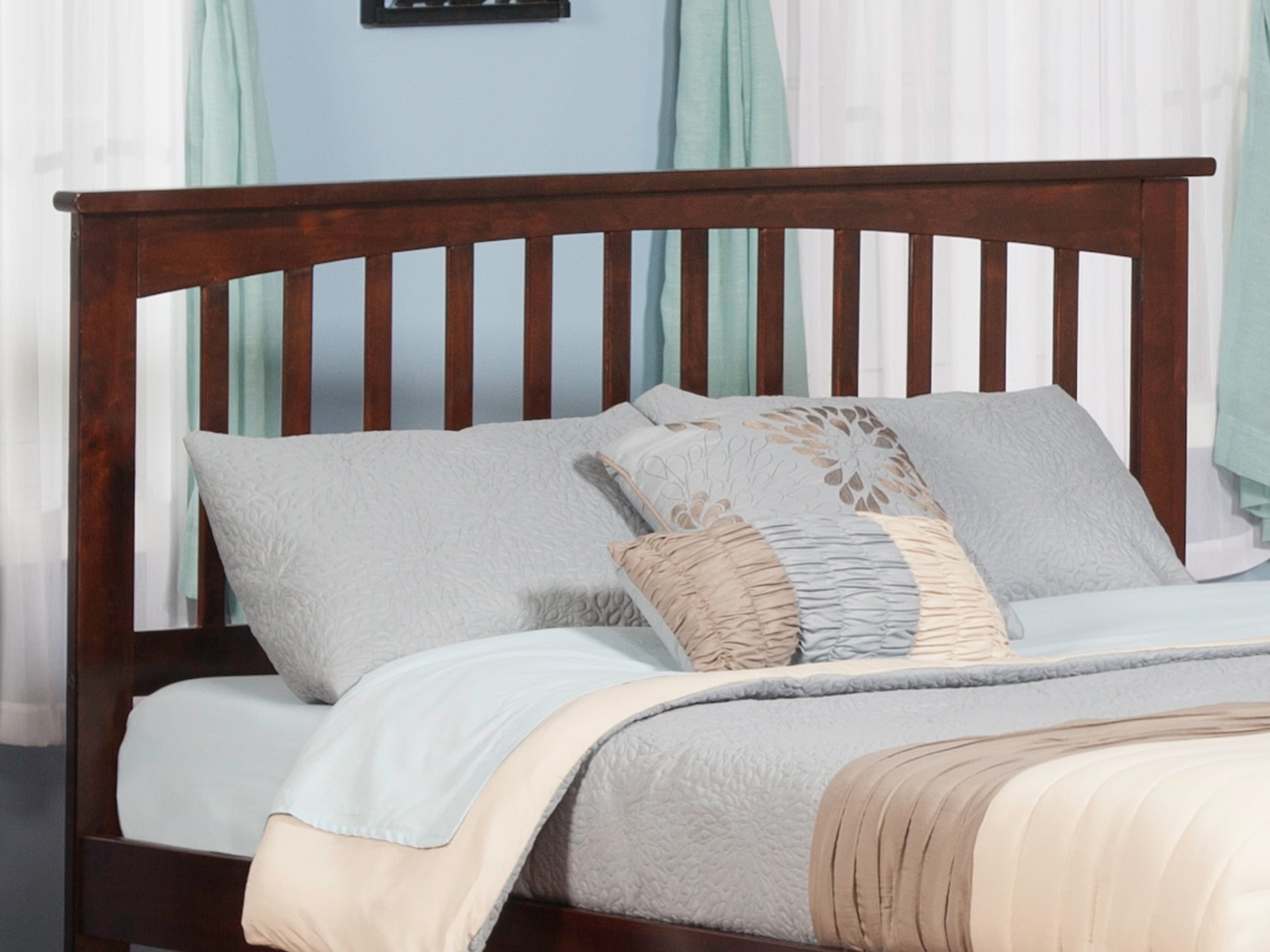 Atlantic Furniture Mission Queen Size Wooden Headboard, Walnut Finish ...