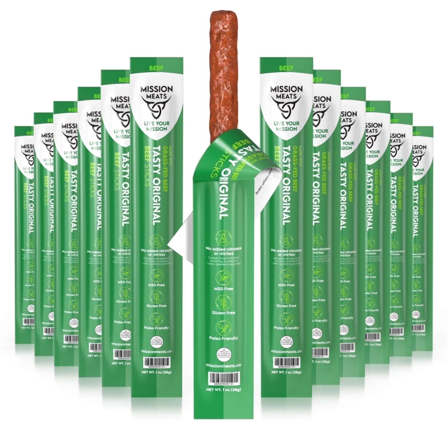 Mission Meats Keto Zero Protein Grass-Fed Beef Snacks Sticks Non-GMO ...