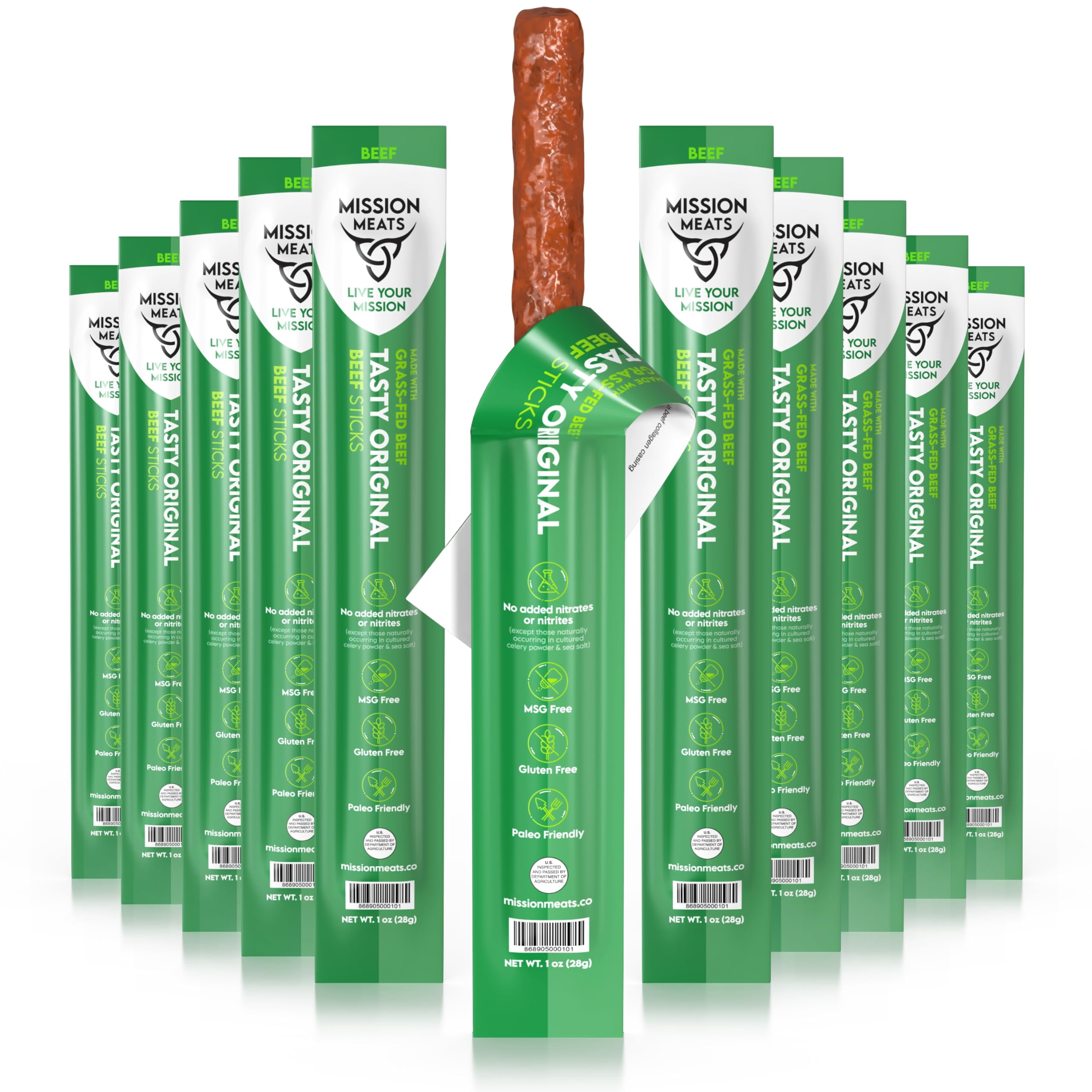 Mission Meats Beef Sticks MFF30 - 100% Grass Fed & Pasture Raised, Zero ...