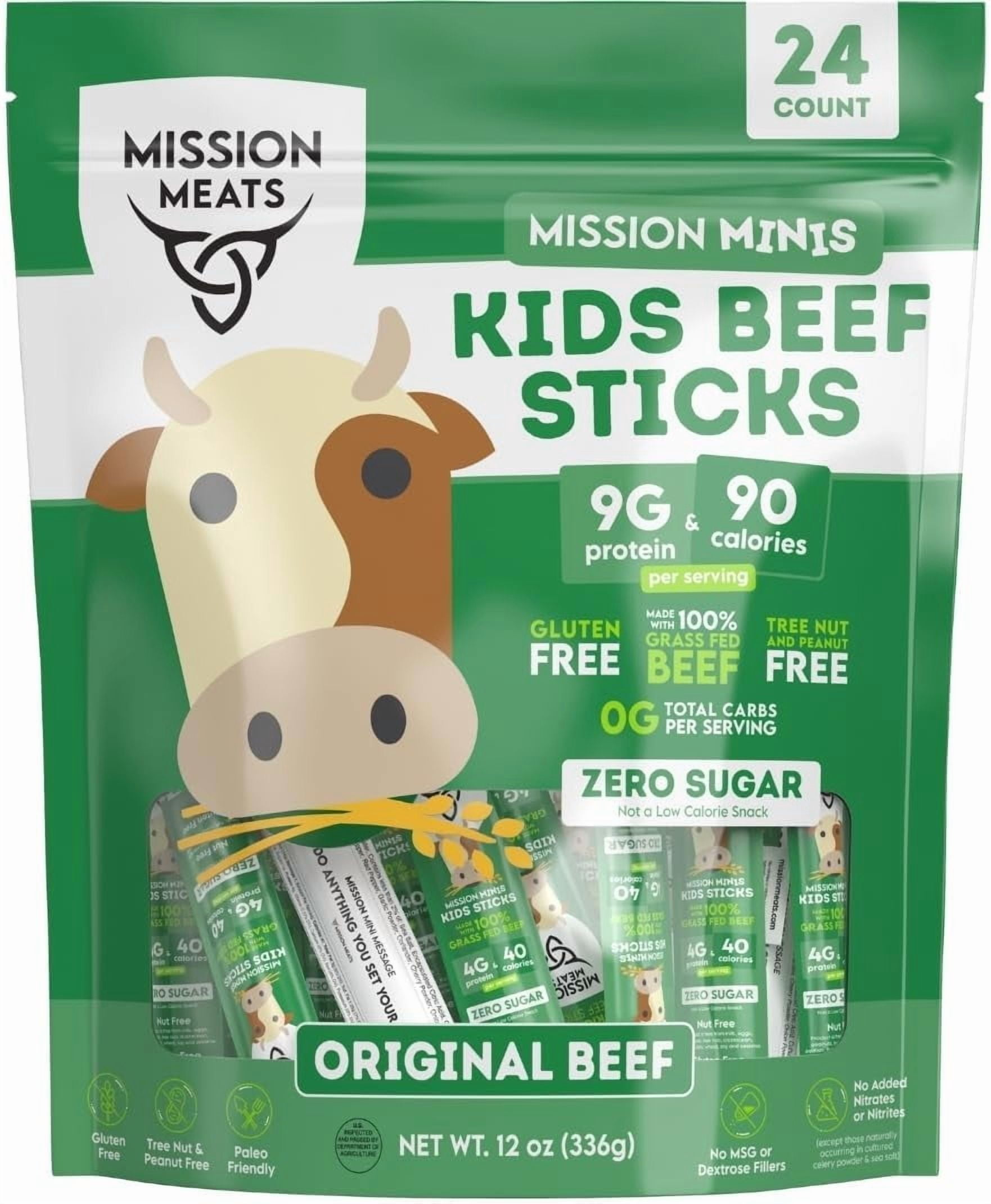 Mission Meats Kids Beef Sticks, 100% Grass Fed, Healthy Snacks for Kids ...