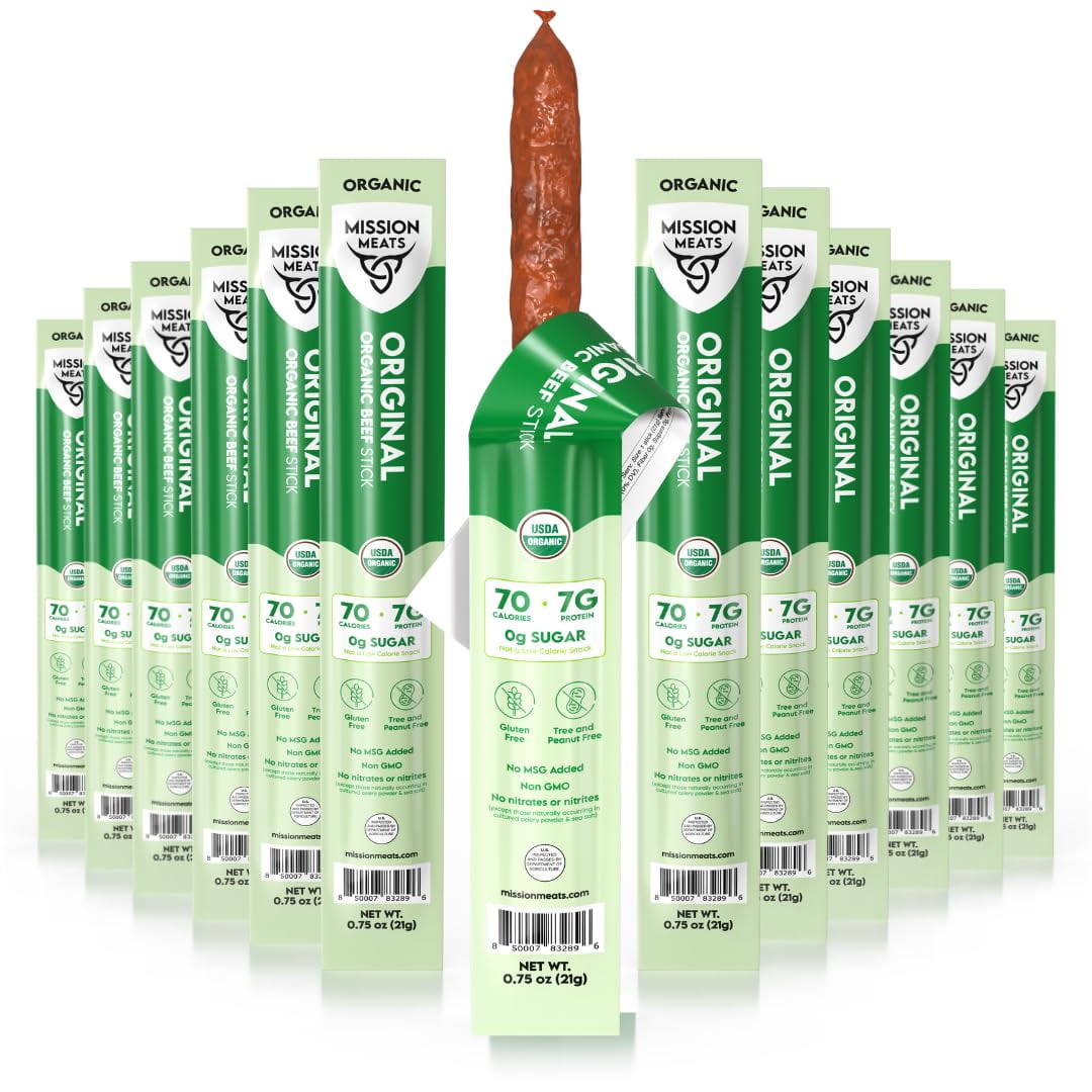 Mission Meats Organic Beef BCF26 Sticks - Grass Fed, Non-GMO, Zero ...