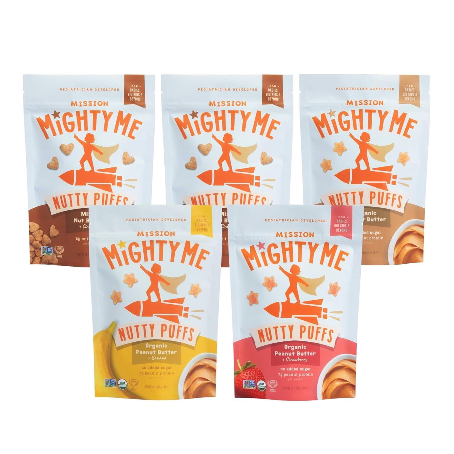 Mission MightyMe Nutty Puffs All-Flavor Variety Pack - Pediatrician Developed - USDA Organic ...