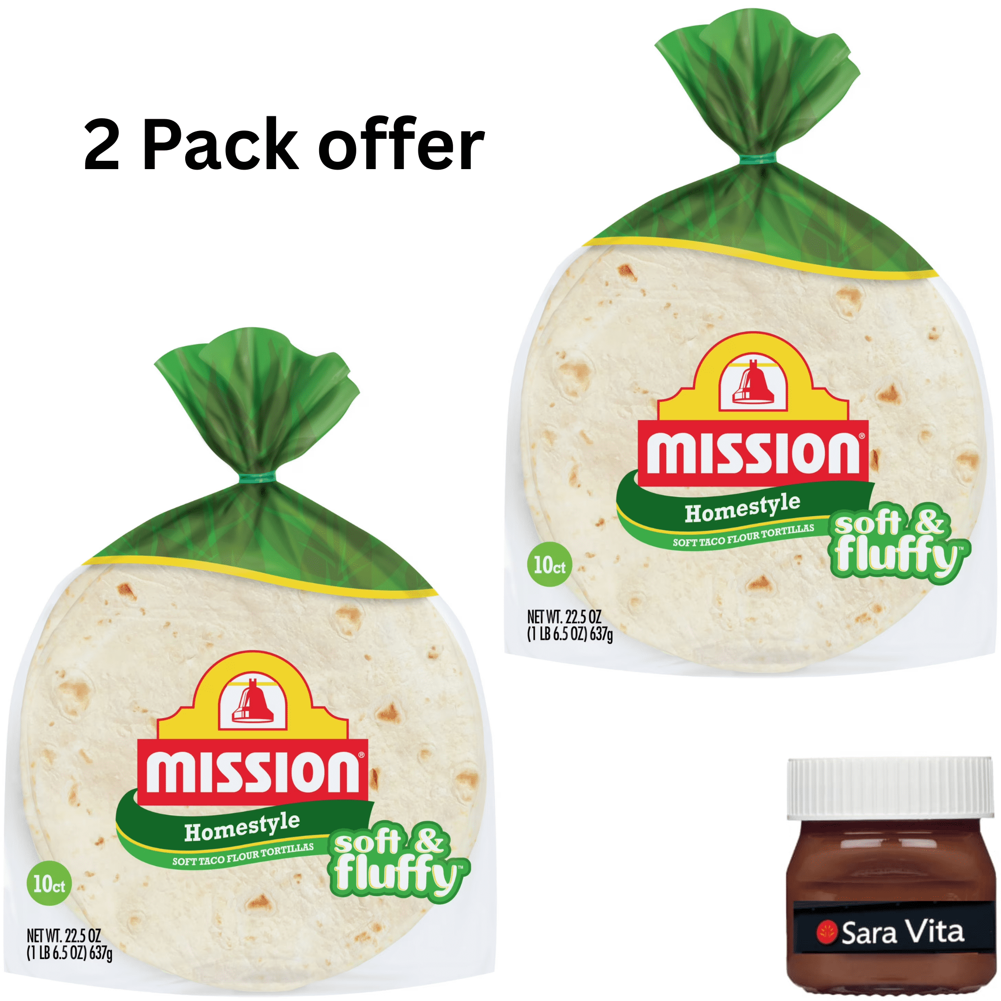 Mission Soft & Fluffy Homestyle Flour Tortillas, Soft Taco Size, 10 ...