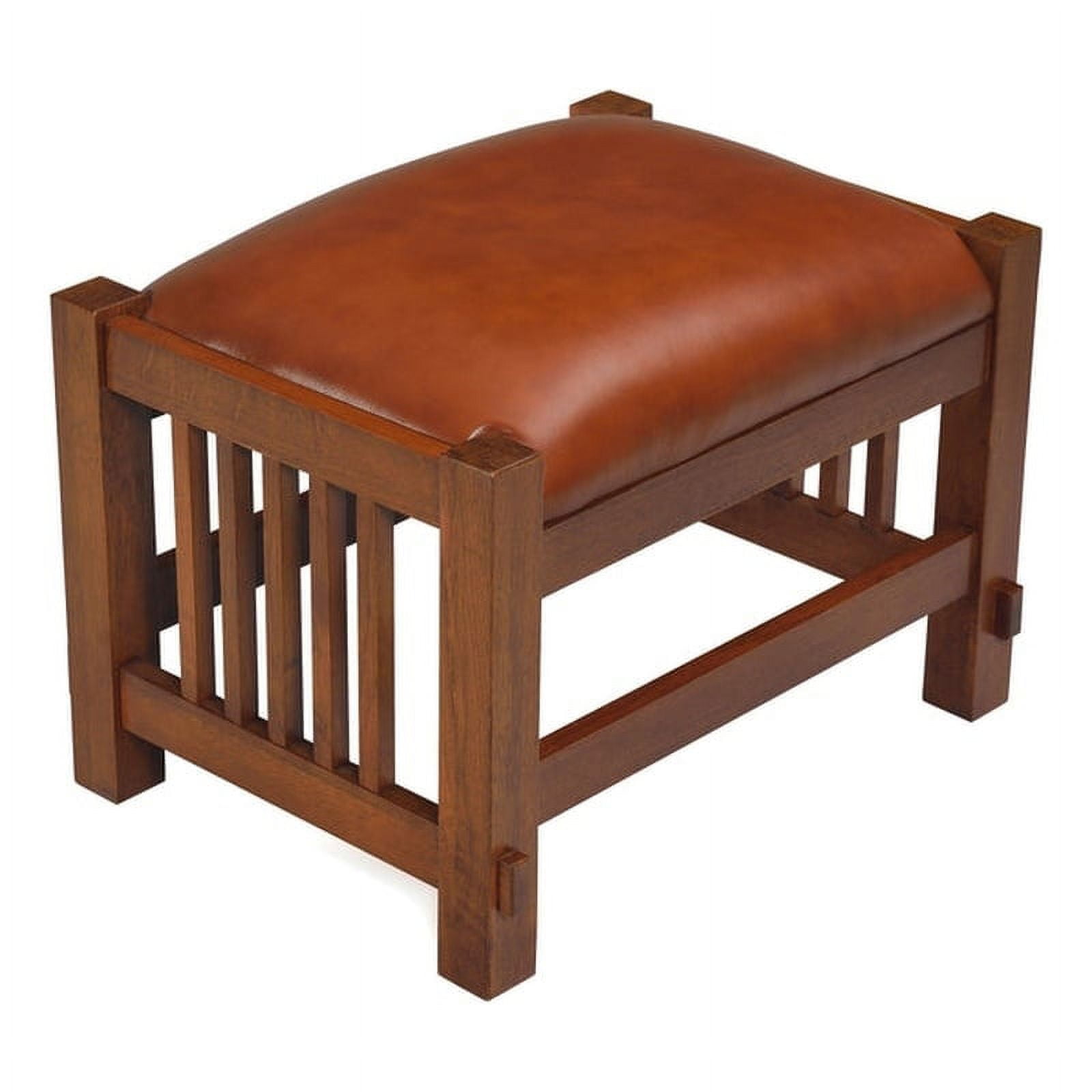 Mission Spindle Stool - Quarter Sawn Oak & Leather 1515 RL - Walmart.com