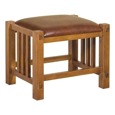 Mission Style Oak and Leather Foot Stool - Model A31 - Walmart.com