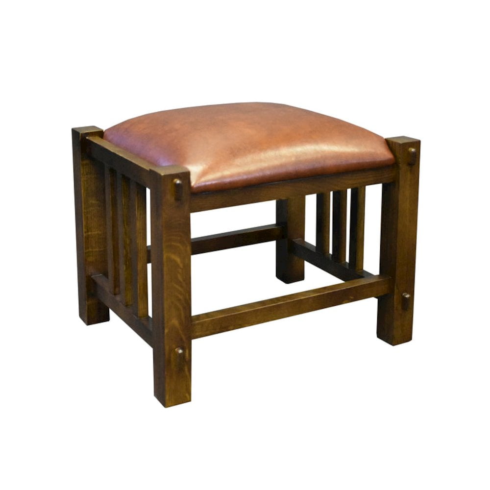 Mission Spindle Stool - Quarter Sawn Oak & Leather - Walnut - Walmart.com