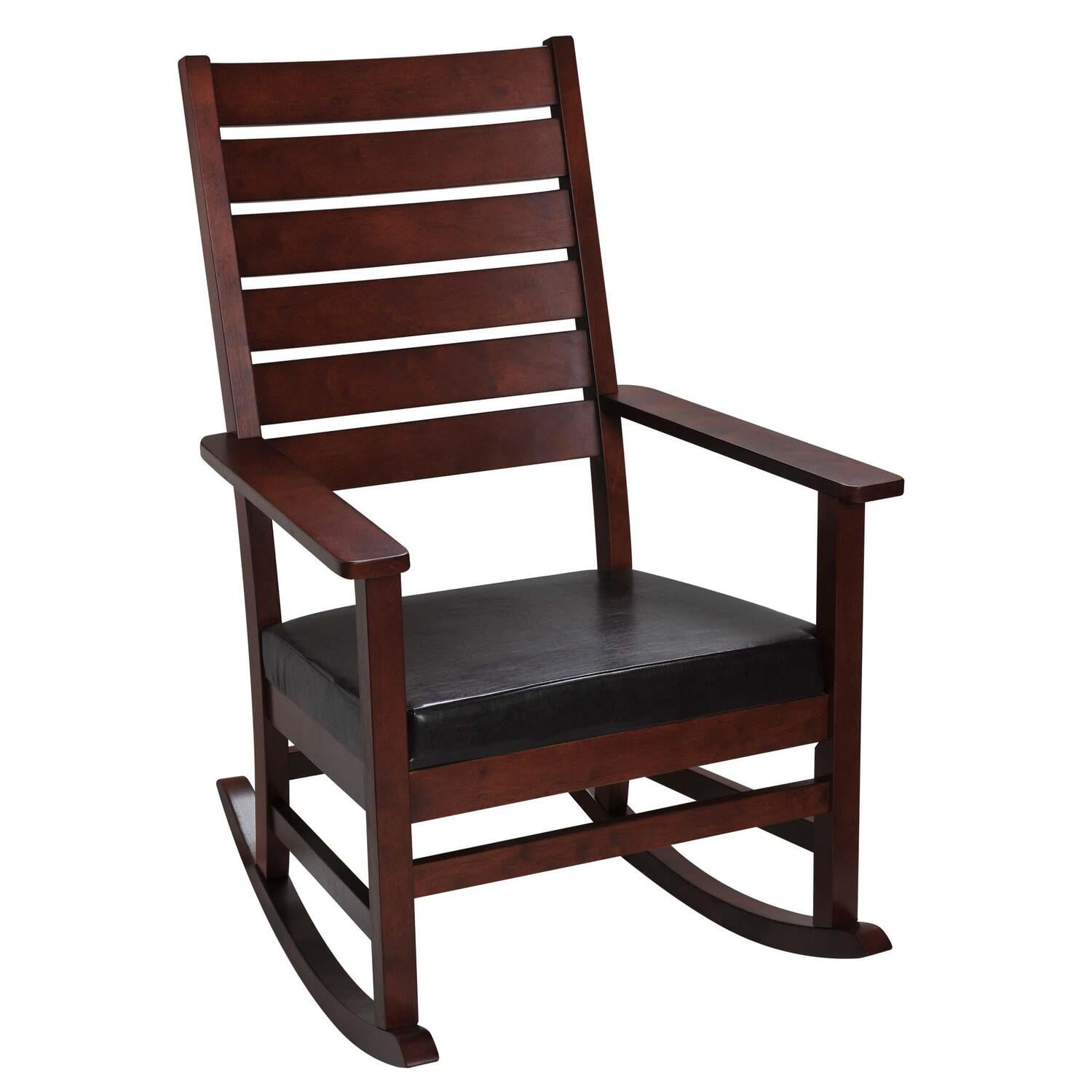 Mission style Adult Rocking chair with Upholstered Seat (Cherry Color ...