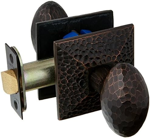 Mission Style Rosette Set with Hammered Egg Knobs Privacy in Oil Rubbed Bronze. Door Hardware ...