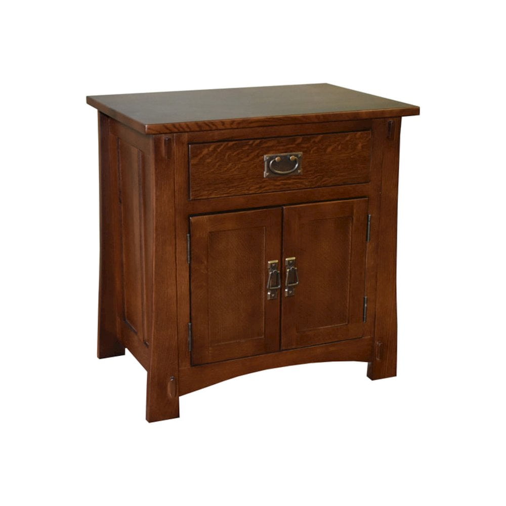 Mission Style Solid Oak Nightstand Model A3 - Walnut - Walmart.com